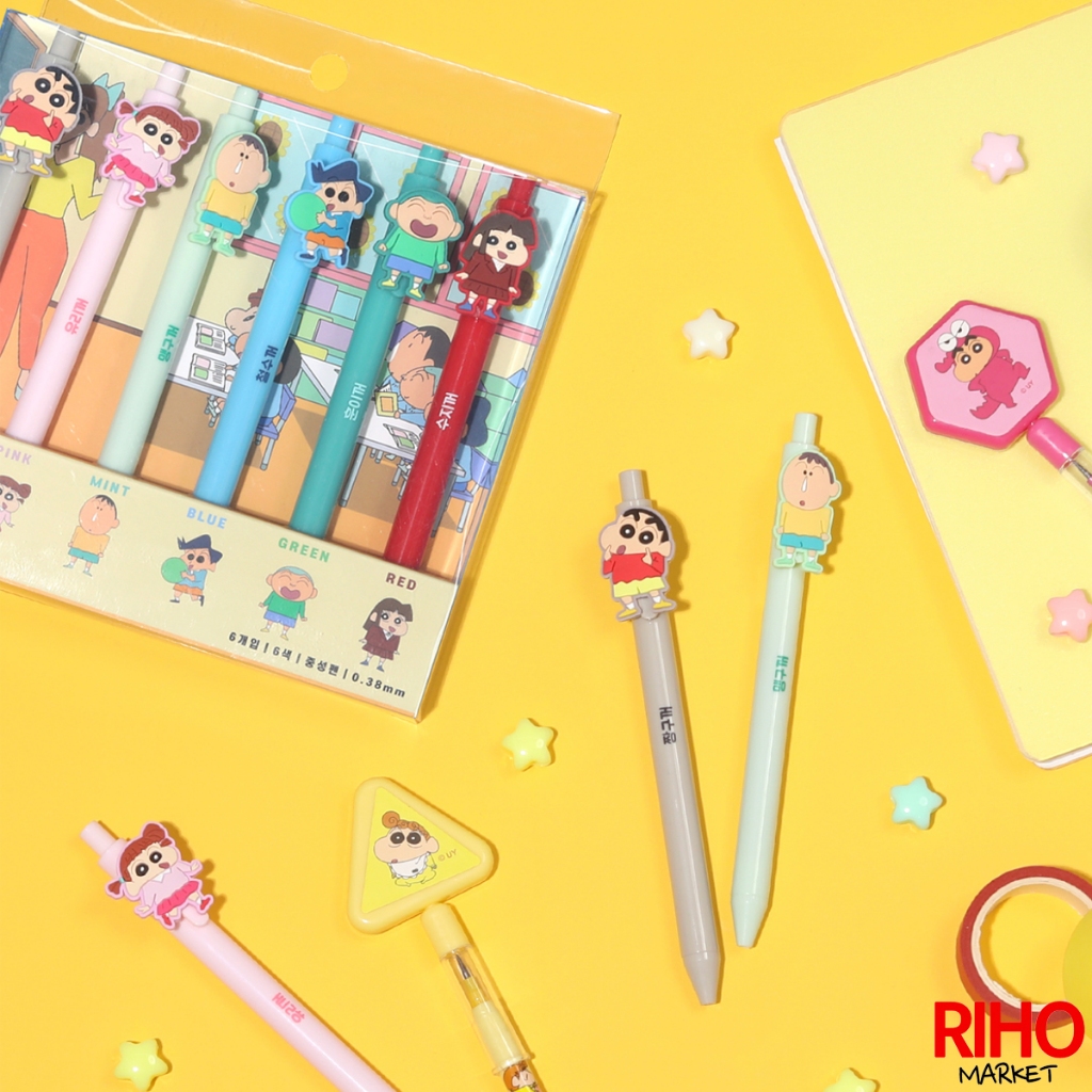 Korea Daiso Crayon Shin-Chan Style Ball Pen Pencil 6 Colors Cartoon ...