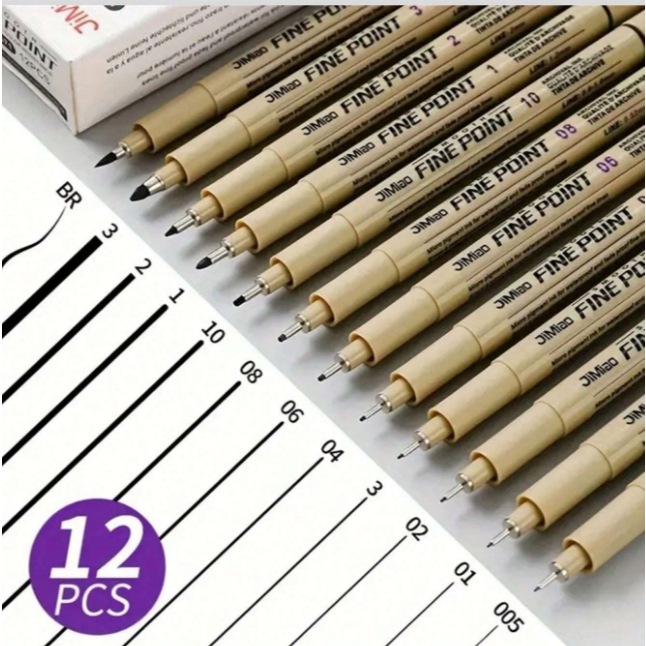 12 Waterproof Pens Set-Line Pens, Thin Line Sketch Marker Comic ...
