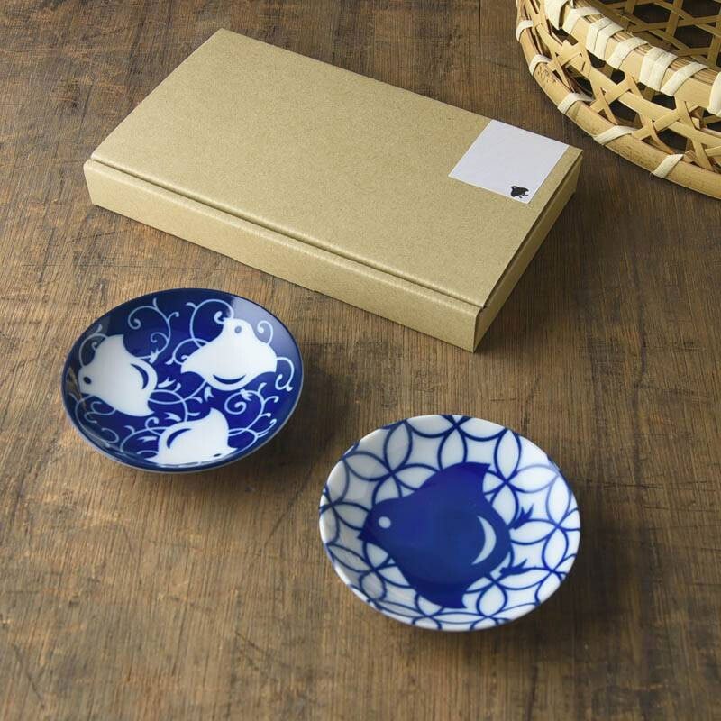 Japanese Minoyaki Chidori Small Dish 2pcs Gift Box (Seven Treasures ...