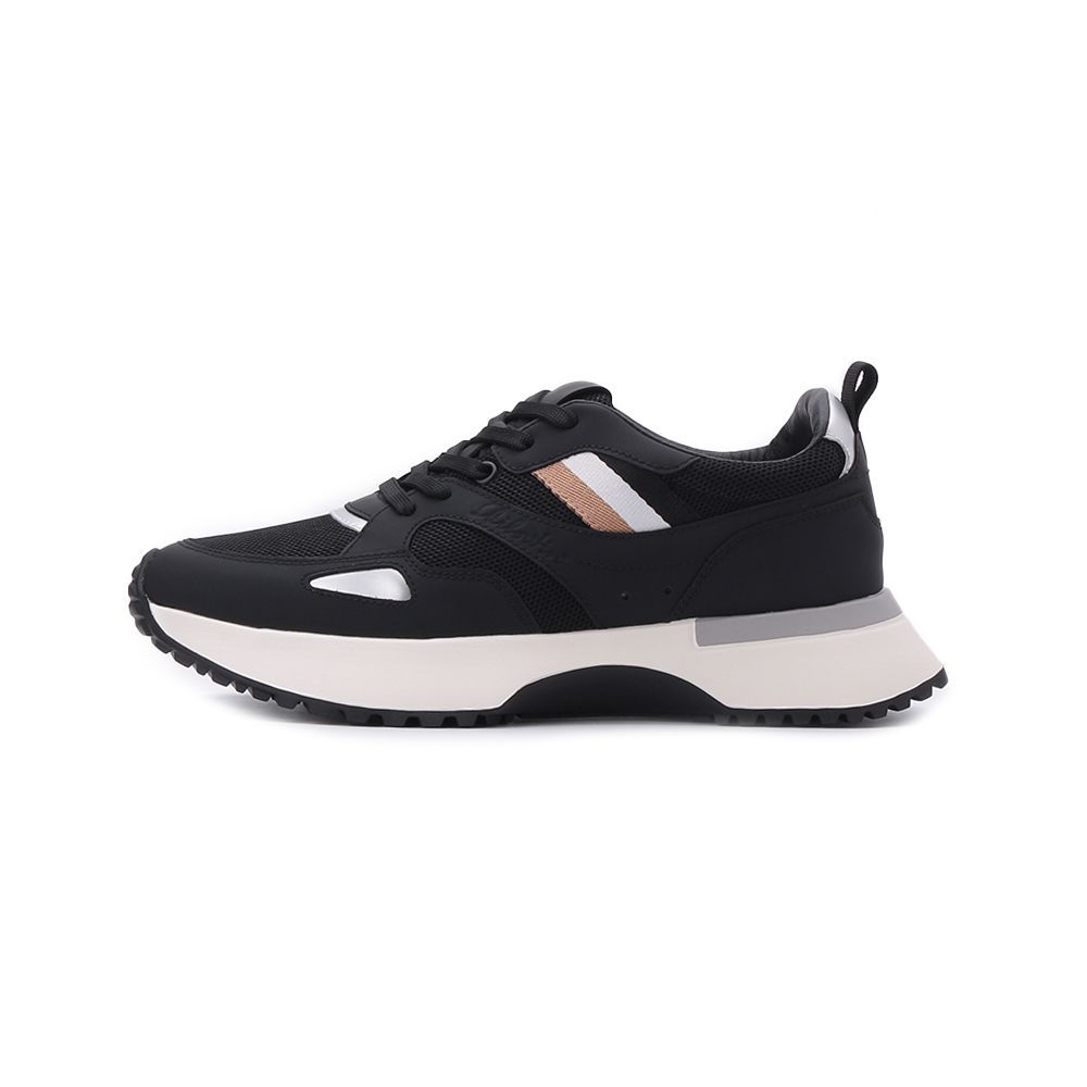 Hibden Laced-Up Webbing Genuine Leather Casual Shoes Black Men's ...