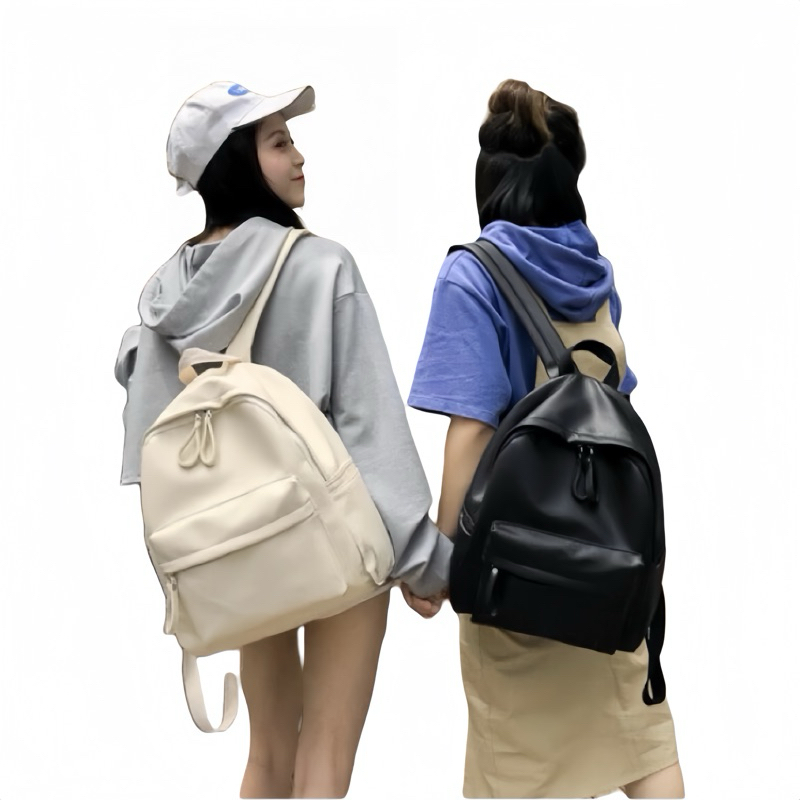 Simple Casual Leather Backpack/Plain Backpack/Luggage Trolley Fixed ...