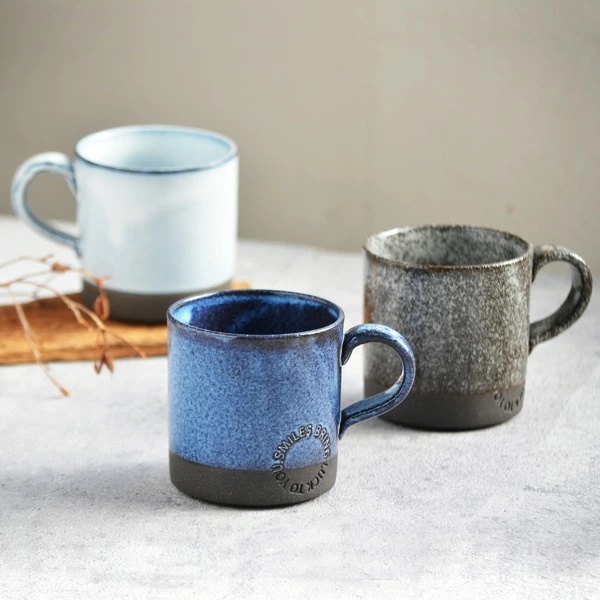 [Rest] Japan SALIU Engraved Lightweight Mug 330ml Plain Texture Kim Seung Kiln Minoyaki Tea Cup ...