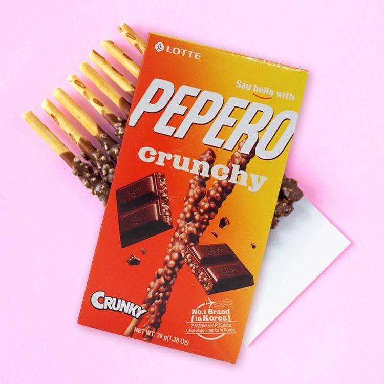 LOTTE PEPERO Crispy Chocolate Flavor Biscuit Bar (39g) Snacks Sweets ...