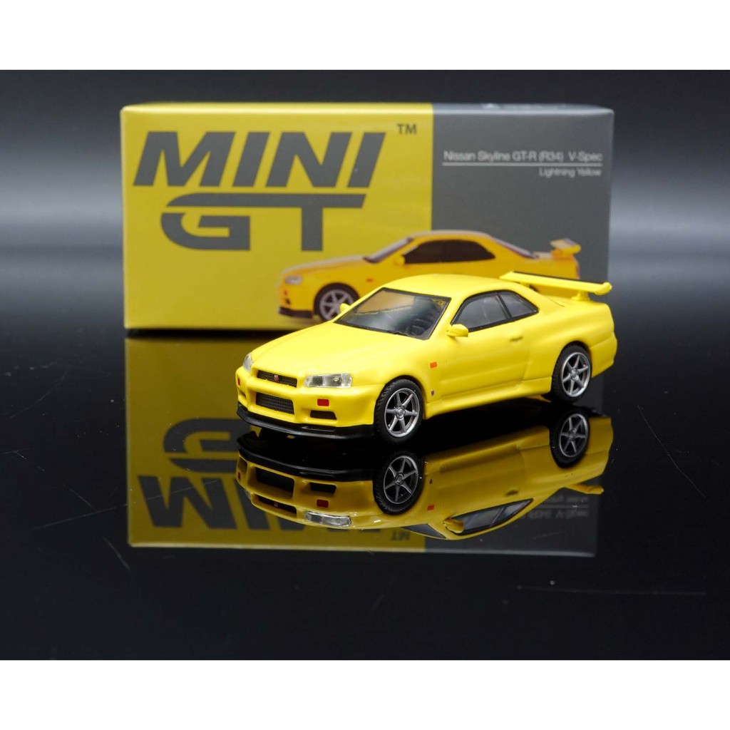 MASH Mini GT 1/64 Nissan GT-R (R34) V-Spec Yellow 762 Right Driver ...
