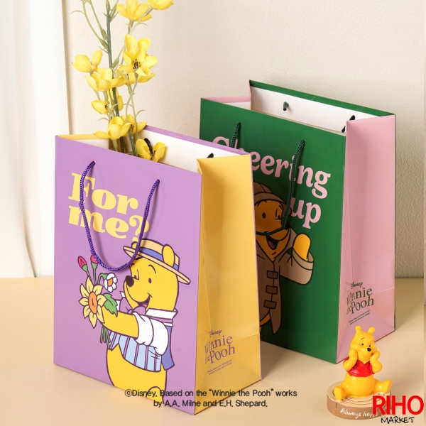 Korea Daiso Winnie The Pooh Gift Tote Bag Paper Long Thick Cute Cartoon ...