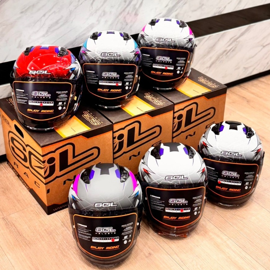 SOL Safety Helmet SO11P SO-11P Unicorn Multi-Color Optional Half Cover 3/4 Built-In Sunglasses ...