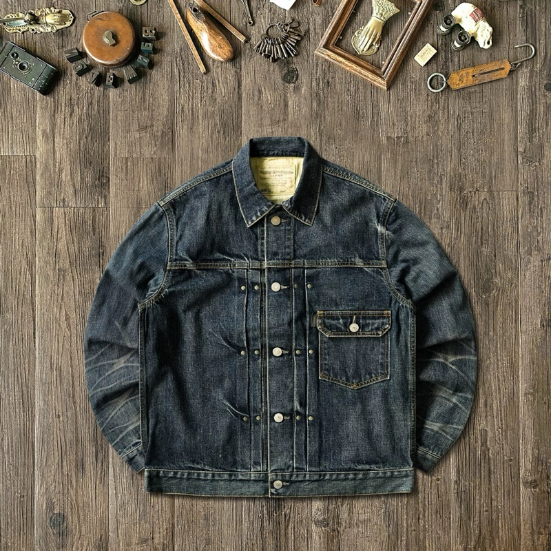 [Gypsy & Sons] Classic Denim Coat Dark Washed Distressed Jacket Made In Japan Retro Style ...