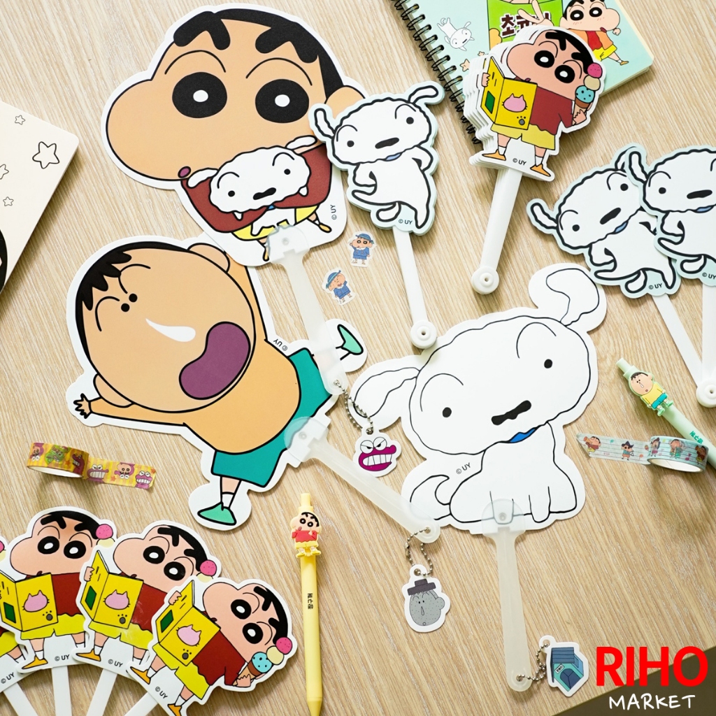 Korea Daiso Crayon Shin-Chan Style Hand Fan Cartoon Cute Folding ...