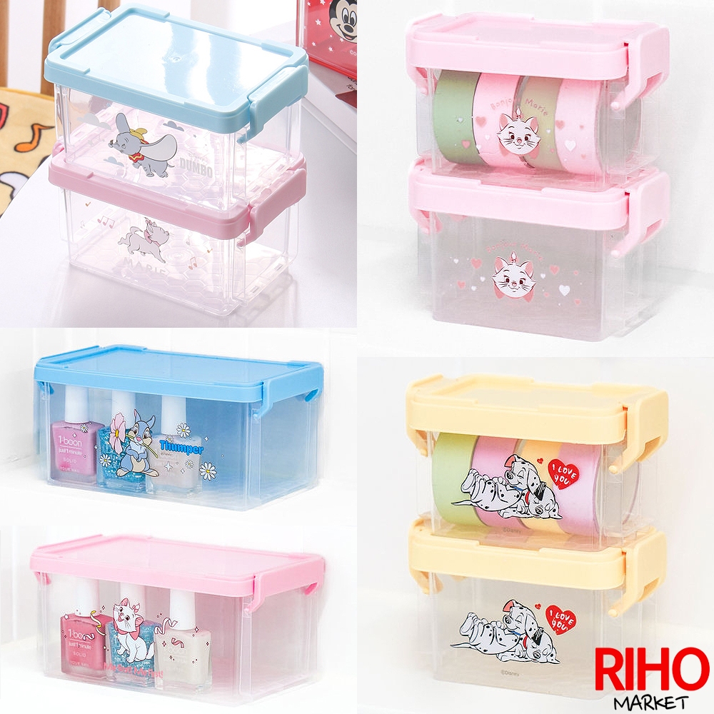 Korea Daiso Disney Animal Transparent Storage Box Small Plastic Desktop ...