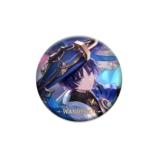 Yuanshen Theme Series Glitter Metal Badge Wanderer Round Pin Tinplate ...