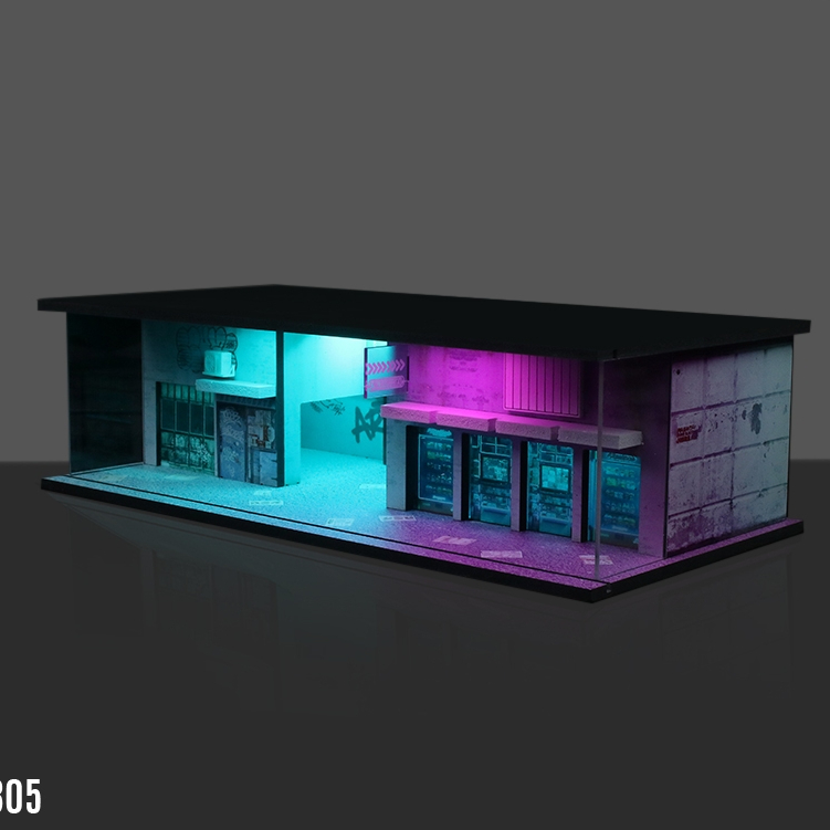 MA 1: 64 CYBERPUNK Scene Light Display Box Model Car Storage Dust-Proof ...
