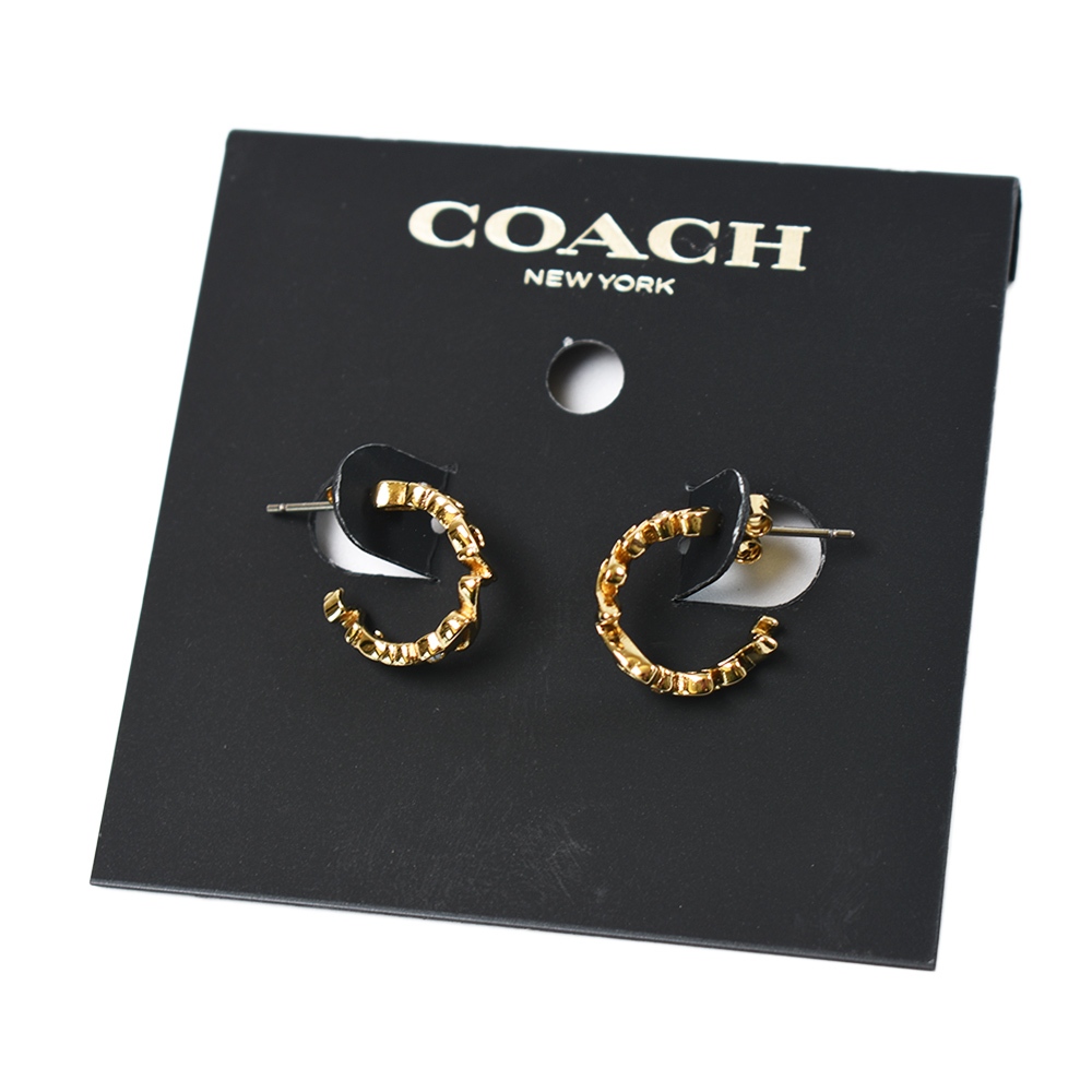 COACH Script Cursive LOGO Circle Stud Earrings-Gold | Shopee Malaysia