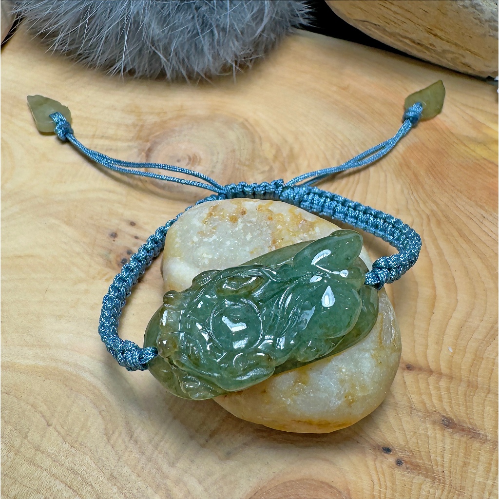 F14 Hand-Carved Old Oil Green Pixiu Ice Exclusive Design Natural ...