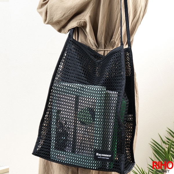 Korea Daiso Mesh Side Bag Tote Storage Eco Shopping Beach Shoulder ...