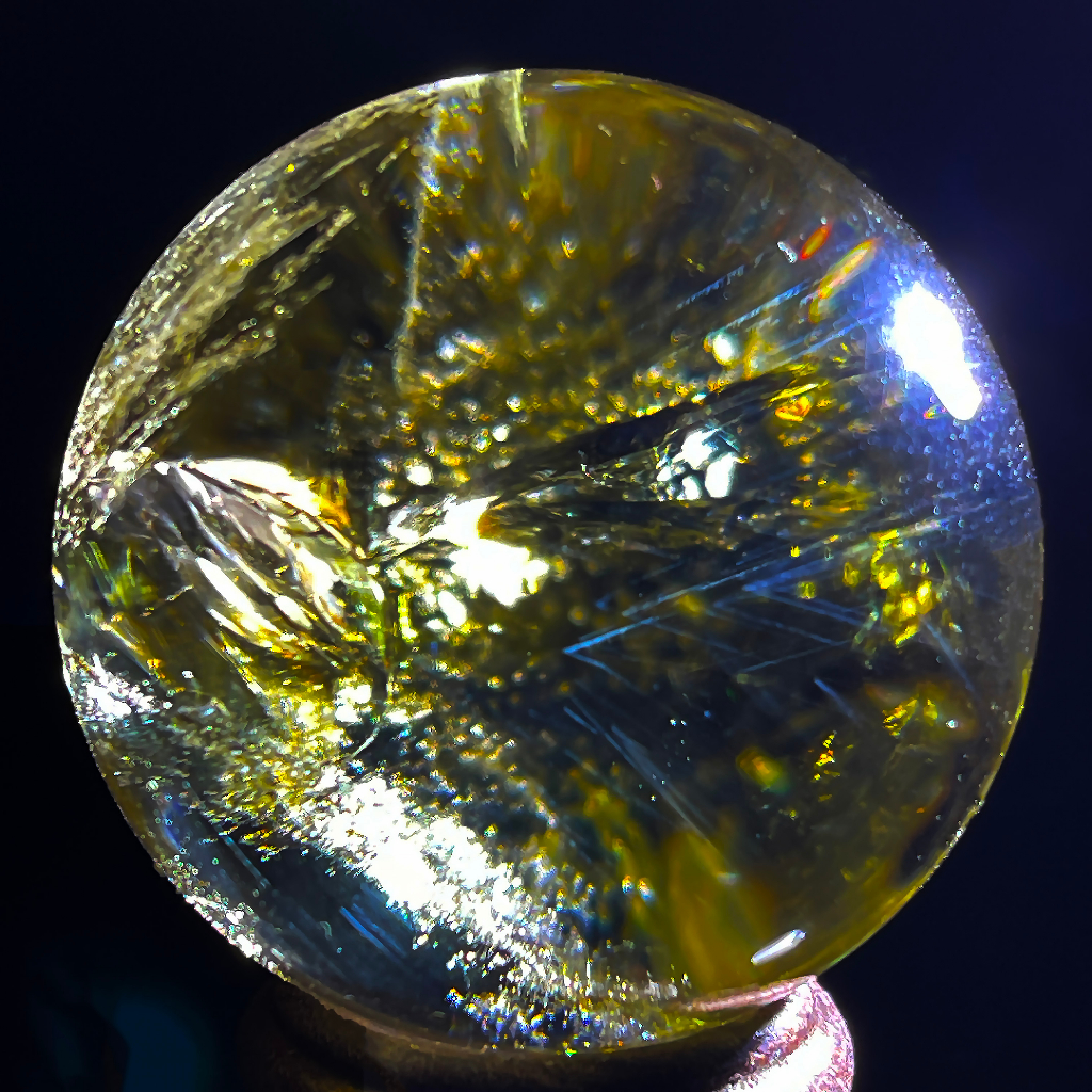 Rare Large Piece Rainbow Light Blue Needle Citrine Crystal Ball 44MM ...