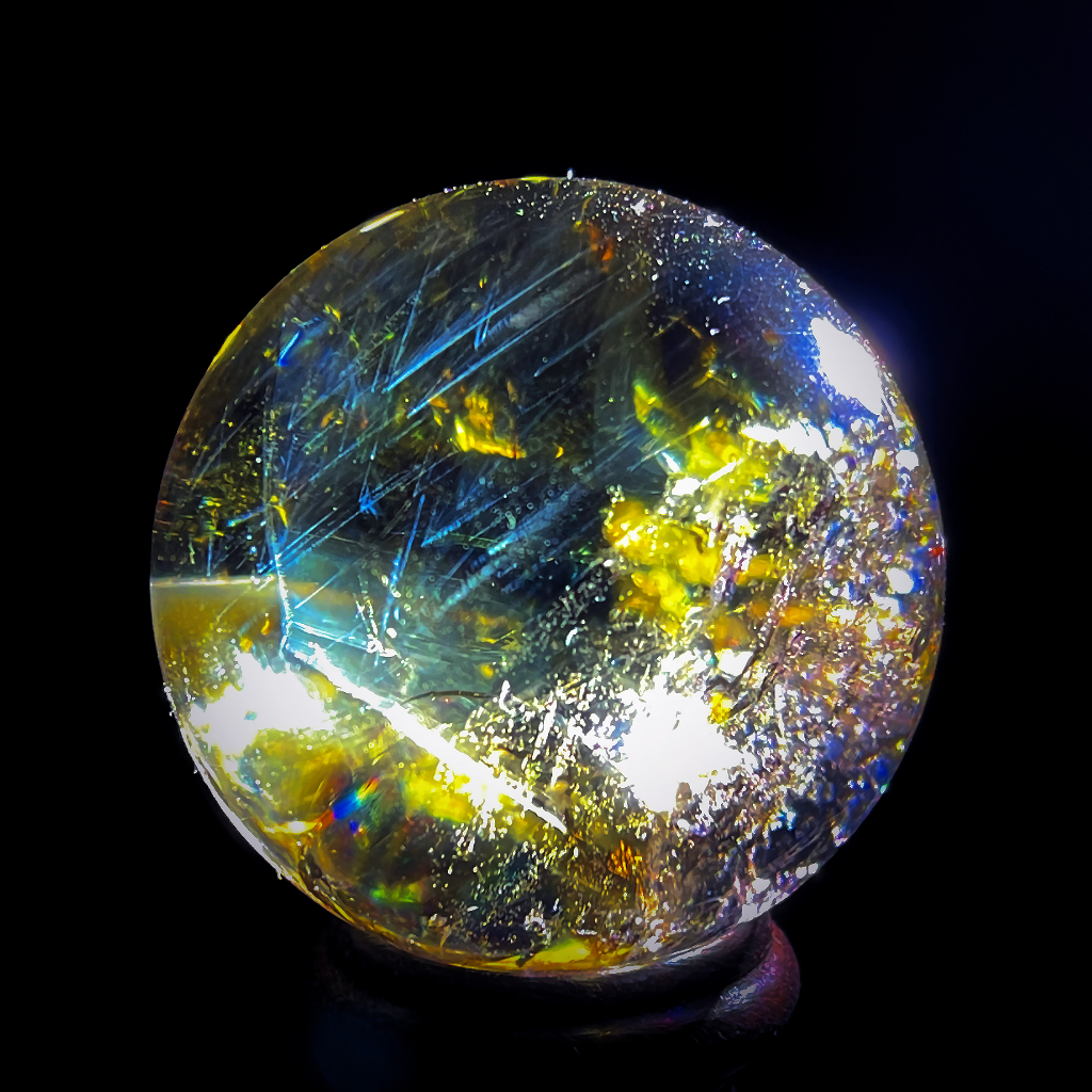 Rare Large Piece Rainbow Light Blue Needle Citrine Crystal Ball 44MM ...