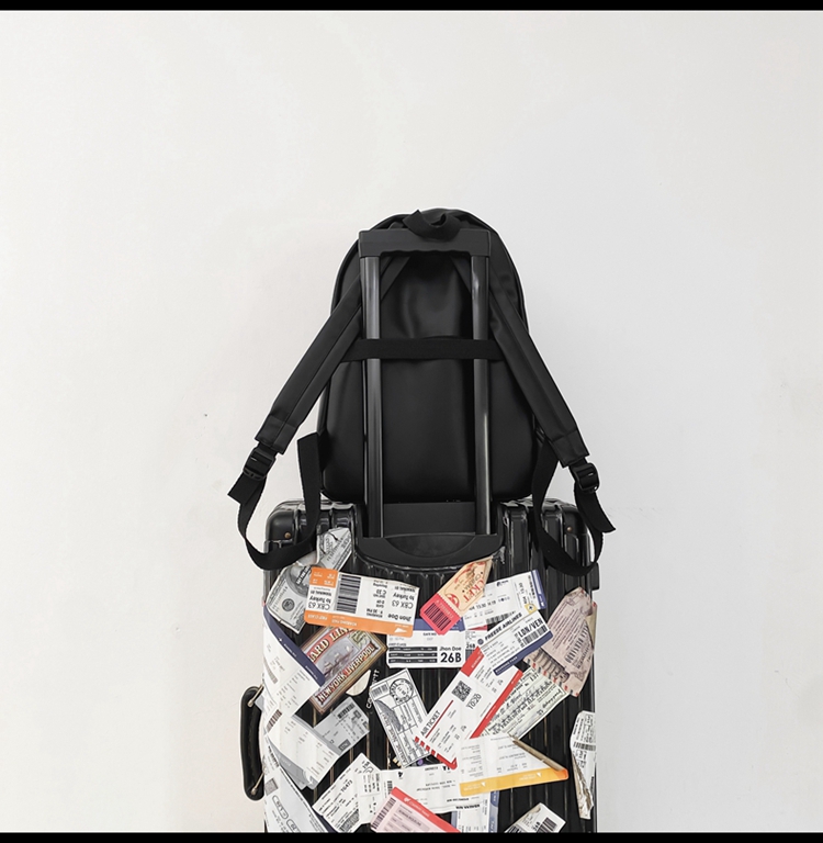 Simple Casual Leather Backpack/Plain Backpack/Luggage Trolley Fixed ...