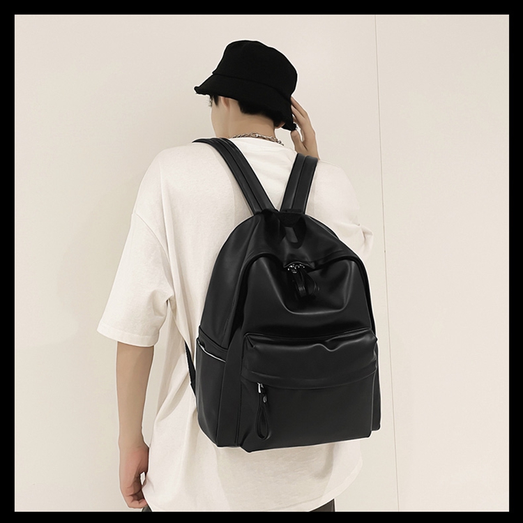 Simple Casual Leather Backpack/Plain Backpack/Luggage Trolley Fixed ...