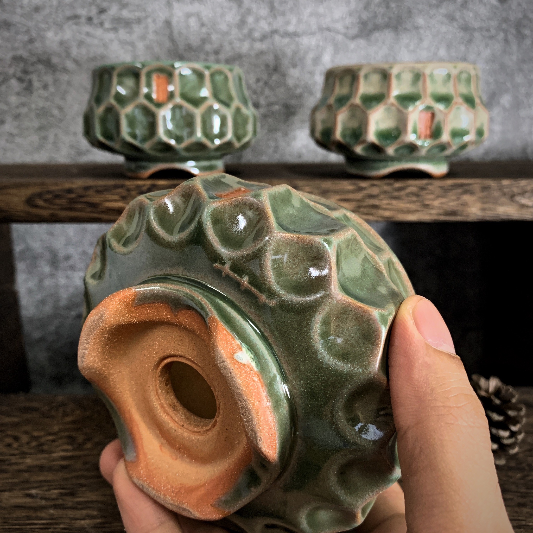 Handmade Wuzhou Pottery Pot Hand-Cut Hand-Carved Boutique Succulent ...