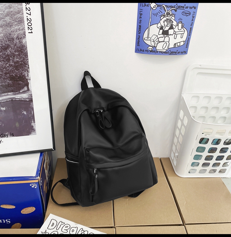 Simple Casual Leather Backpack/Plain Backpack/Luggage Trolley Fixed ...