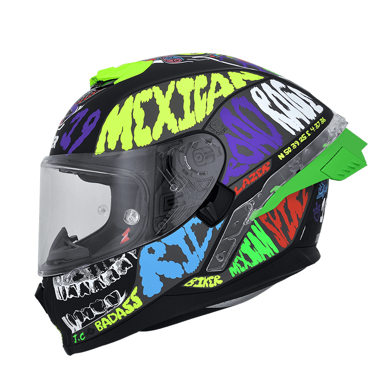 LAZER * Mr. Hat * Rafale SR MEXICANA Full Face Helmet Rear Wing Duck ...