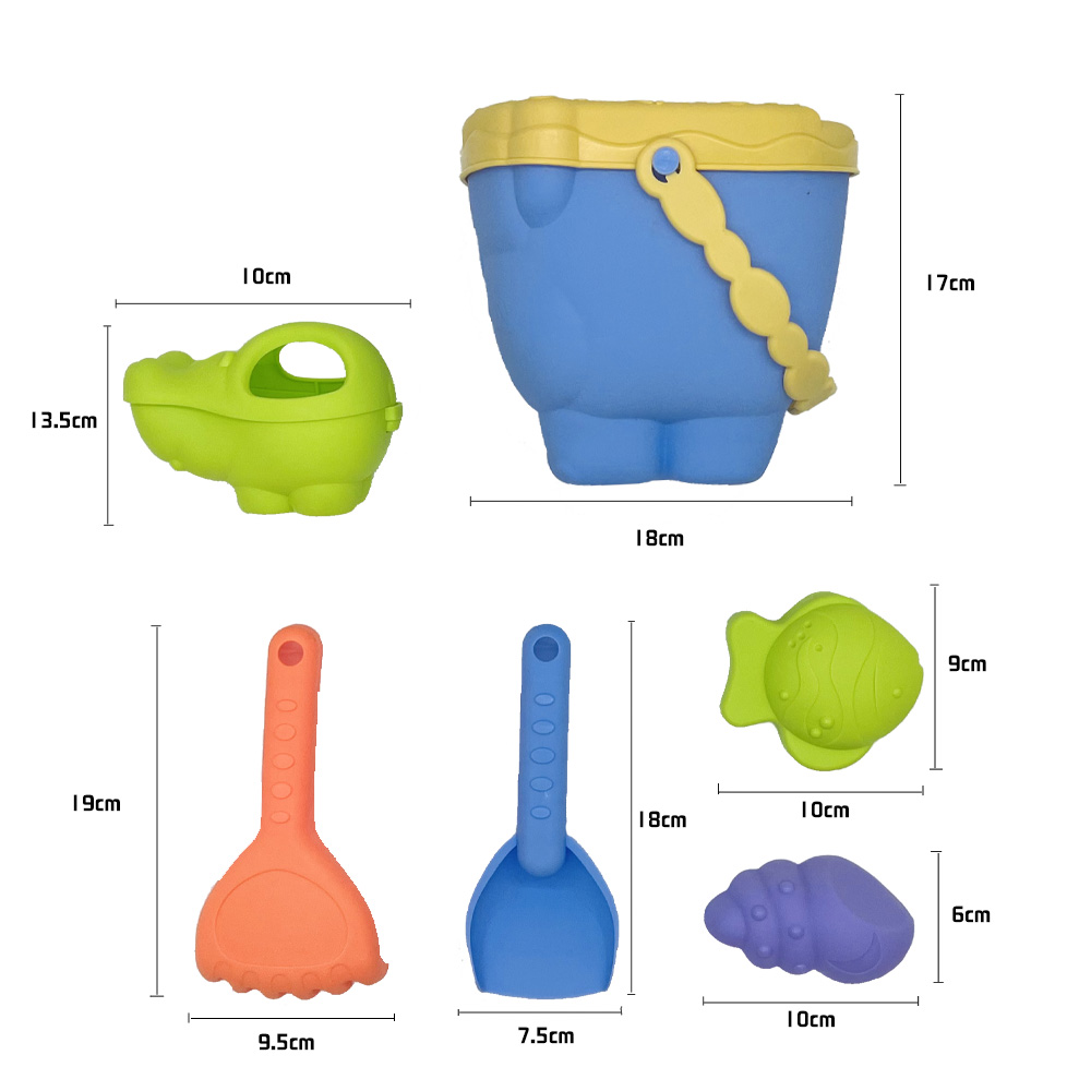 SOAK Soft Rubber Hippo Beach Bucket 7-Piece Set Toy Water Toys | Shopee ...