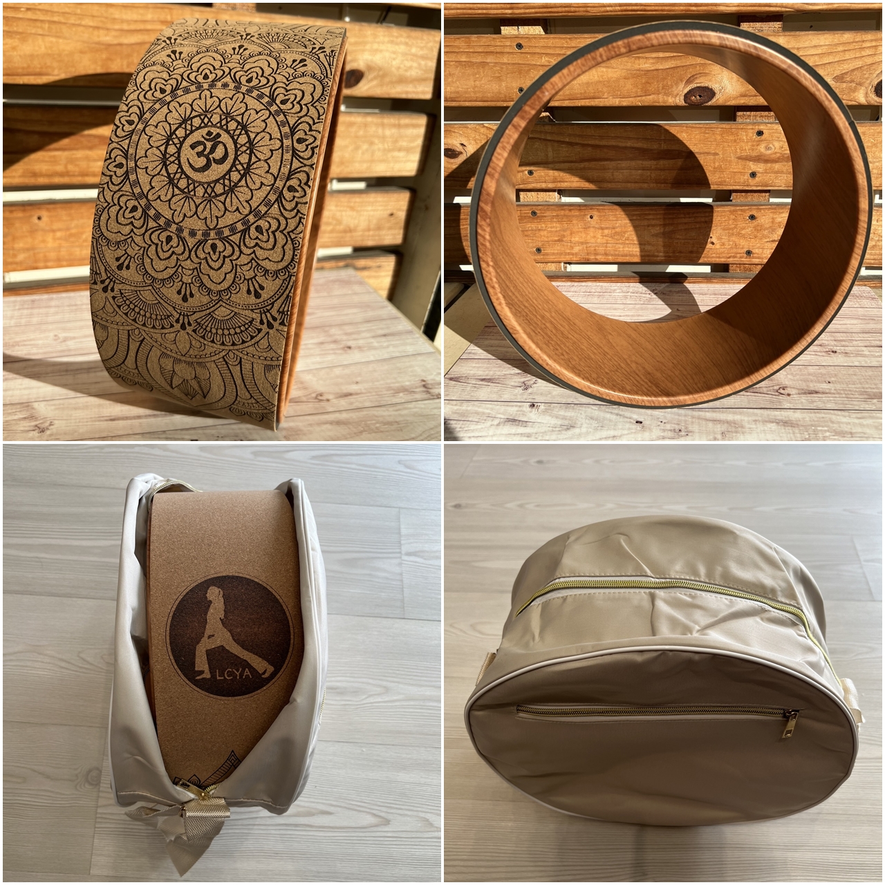 LCYA Yoga Wheel Chest Opening Handy Tool Cork Outer Ring Wood Grain ...