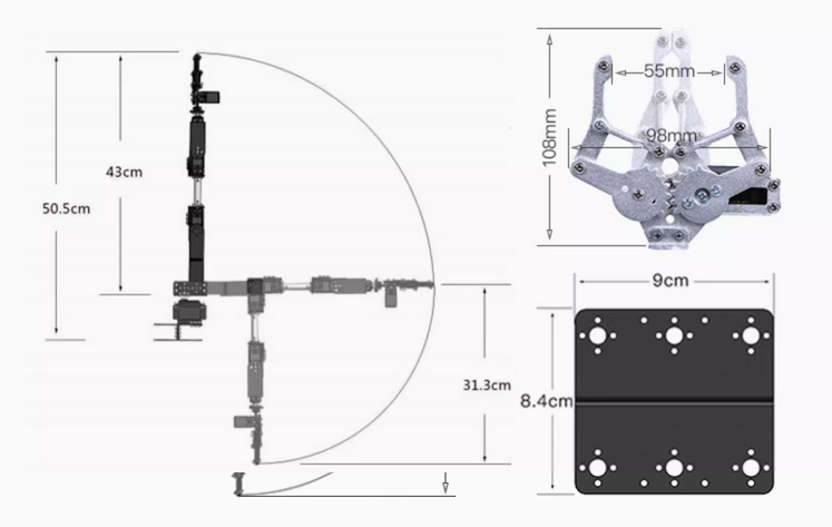 Upgraded Version 6-Axis Robot ARM Development Kit Set 6DOF (Black ...