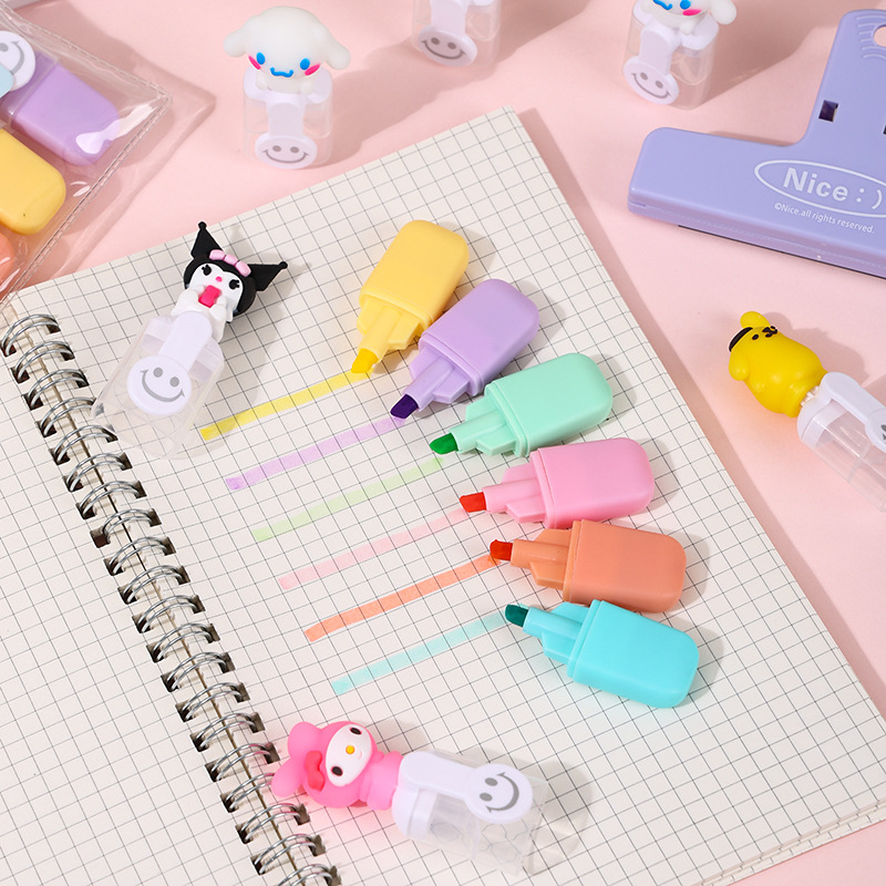 lisastar S24 Sanrio Mini 6-Color Highlighter Kuromi Big-Eared Dog Pudding Melody | Shopee Malaysia