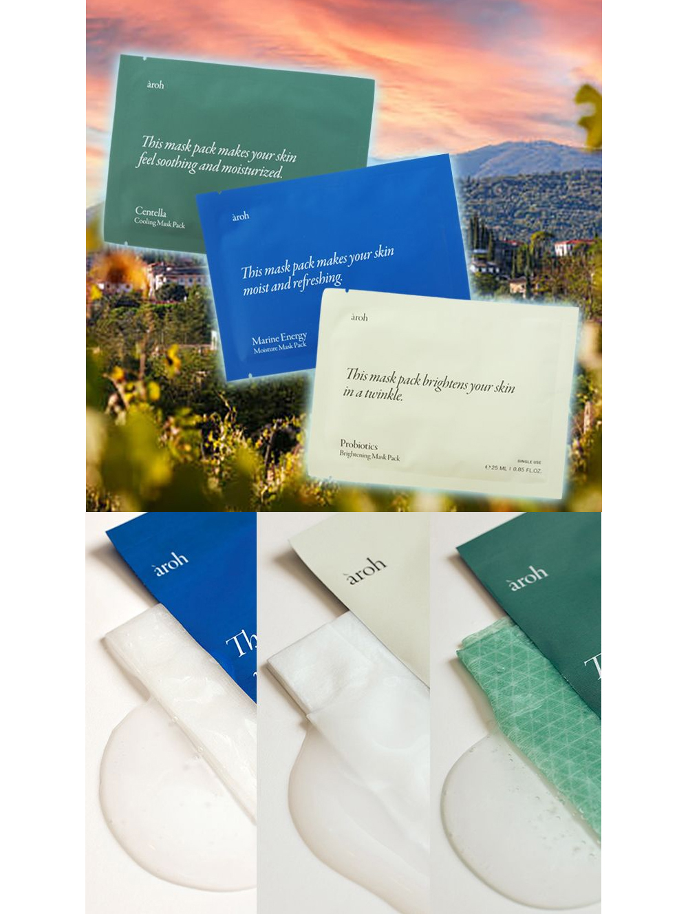 Korea aroh Text Mask Moisturizing Mask/Brightening Mask/Centella ...