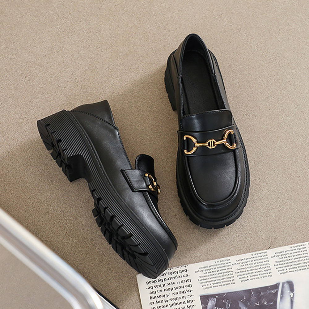 ChouChou|Fashion Horsebit Heightening Loafers Small Leather Shoes Low ...