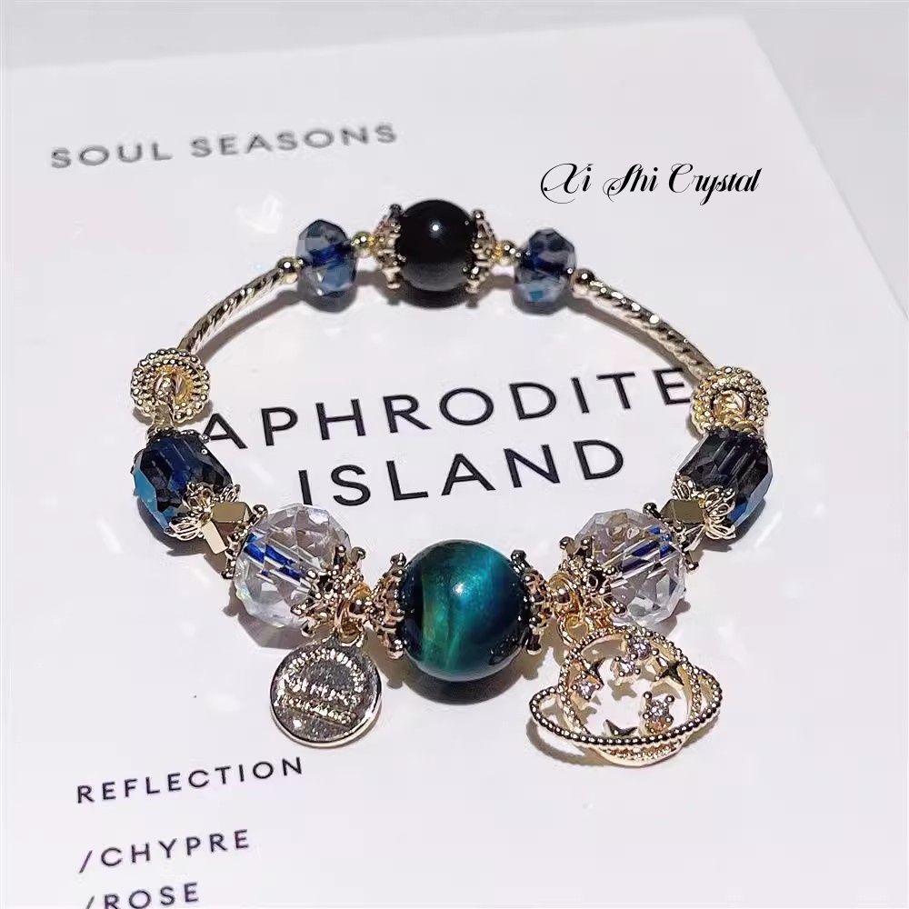 Natural Crystal Bracelet Lucky Obsidian Anti-Villain Disaster Relief ...