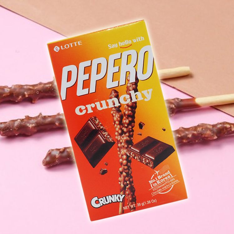 LOTTE PEPERO Crispy Chocolate Flavor Biscuit Bar (39g) Snacks Sweets ...