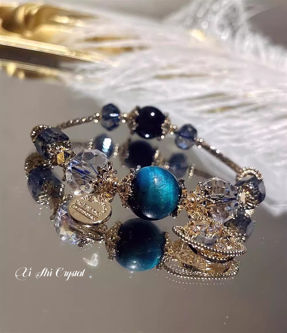 Natural Crystal Bracelet Lucky Obsidian Anti-Villain Disaster Relief ...