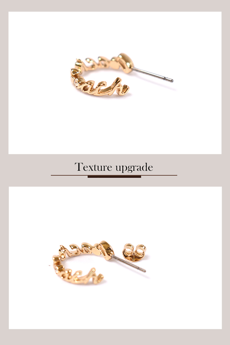 COACH Script Cursive LOGO Circle Stud Earrings-Gold | Shopee Malaysia