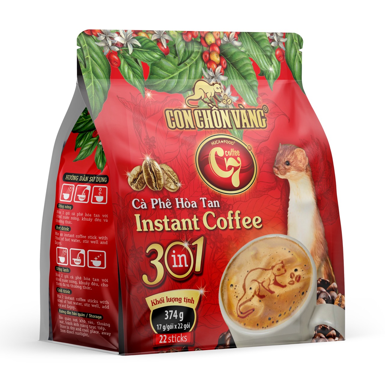 C7 COFFEE Vietnam 3 In 1 Instant Powder 3 In 1 Musk Cat Coconut ...
