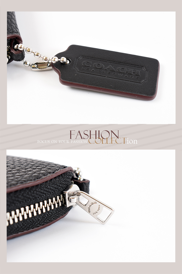COACH Counter Style Lychee Pattern Wave Zipper Coin Purse-Black ...
