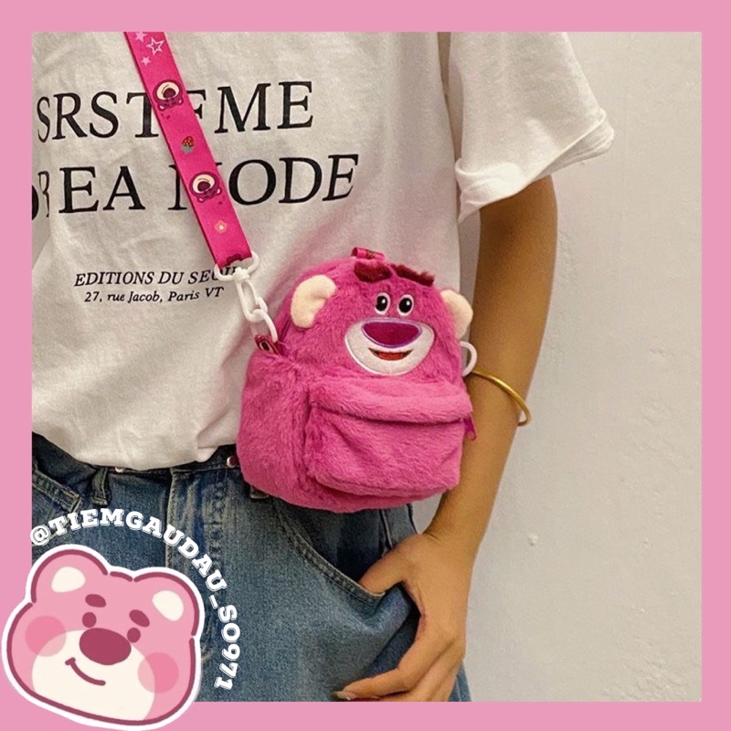 (Ready Stock) Lotso mini Strawberry Bear Cross-Bag (Can Be Worn As A ...