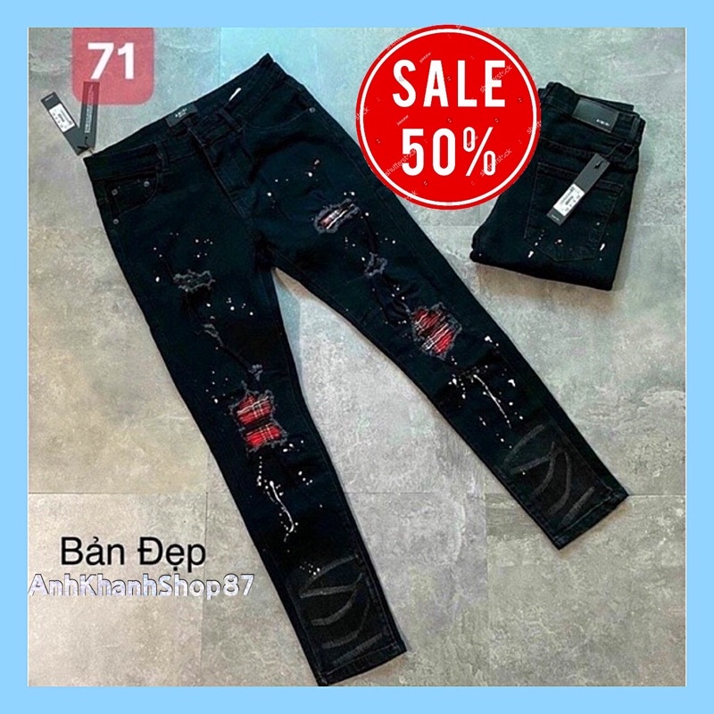 Amiri men's Jeans with red border Splashed Paint - Super Cool Men's ...