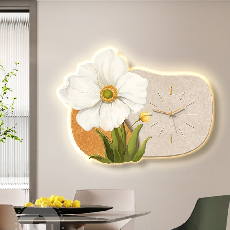 3d Flower Shaped Drifting Needle Wall Clock with Integrated Led Light ...