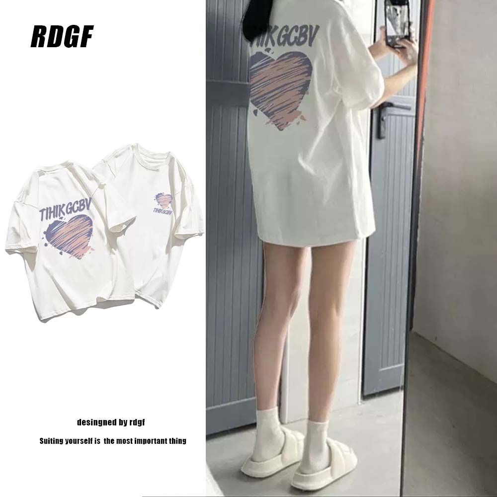 RDGF official shopWhite love short sleeve T-shirt senior sense female ...