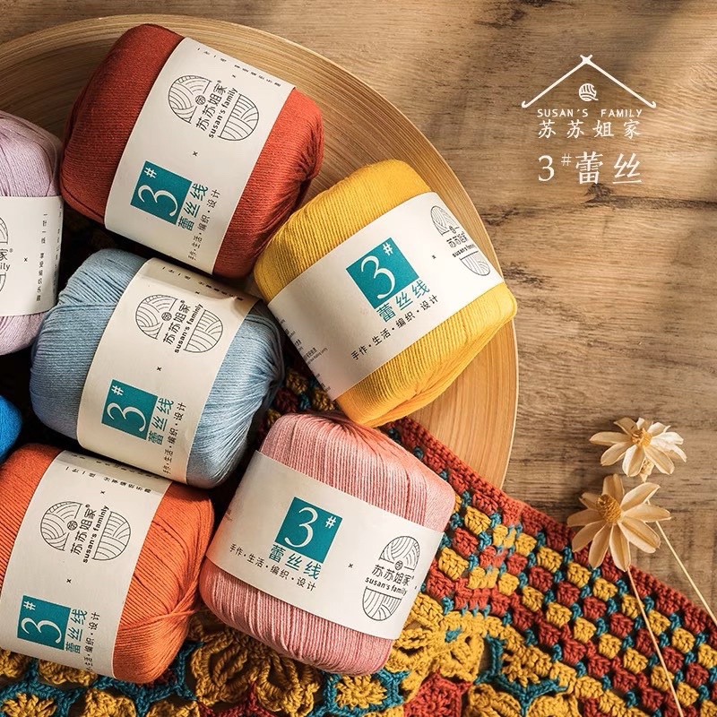 Susan wool 3-100% Cotton, Lace yarn for summer clothes, crocheting mini ...