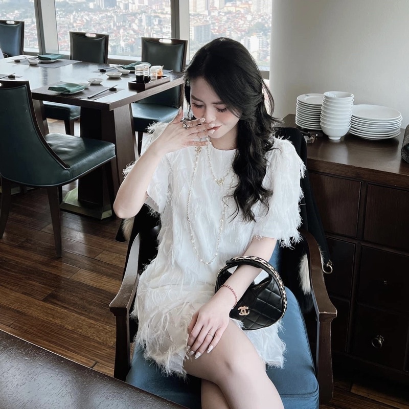 [V1.90] Luxurious Straight 2-Layer White Fur Dress with Real Photos and ...