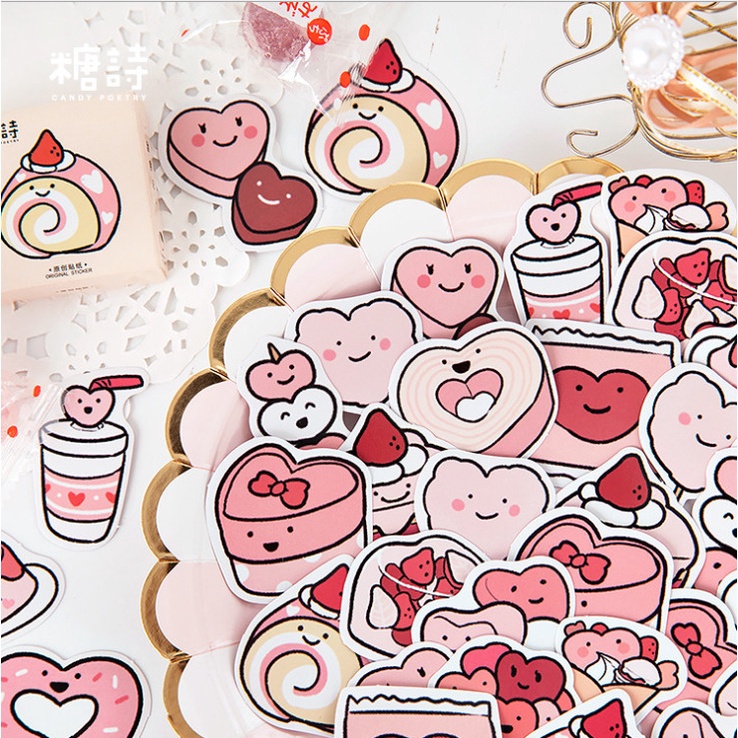 Set of 45 stickers, extremely cute Piece EAT theme stickers TINI goes ...