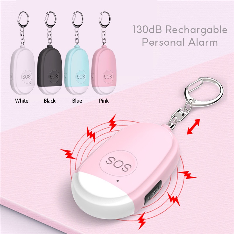 Personal Handy Alarm Safety Device Keychain USB Light Rechargeable ...