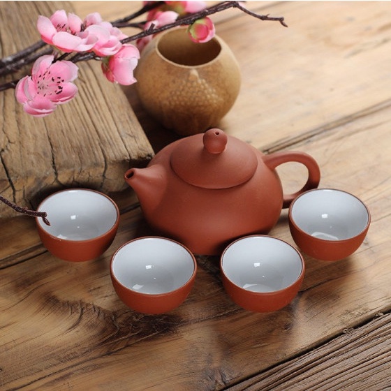 Luxury brown ceramic Bat Trang Phuc Loc Tho Tu sa tea set, brown ...