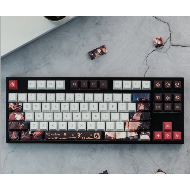 Black and White Anime Keycap Adapted to 87/108/98 Mechanical Keyboard ...