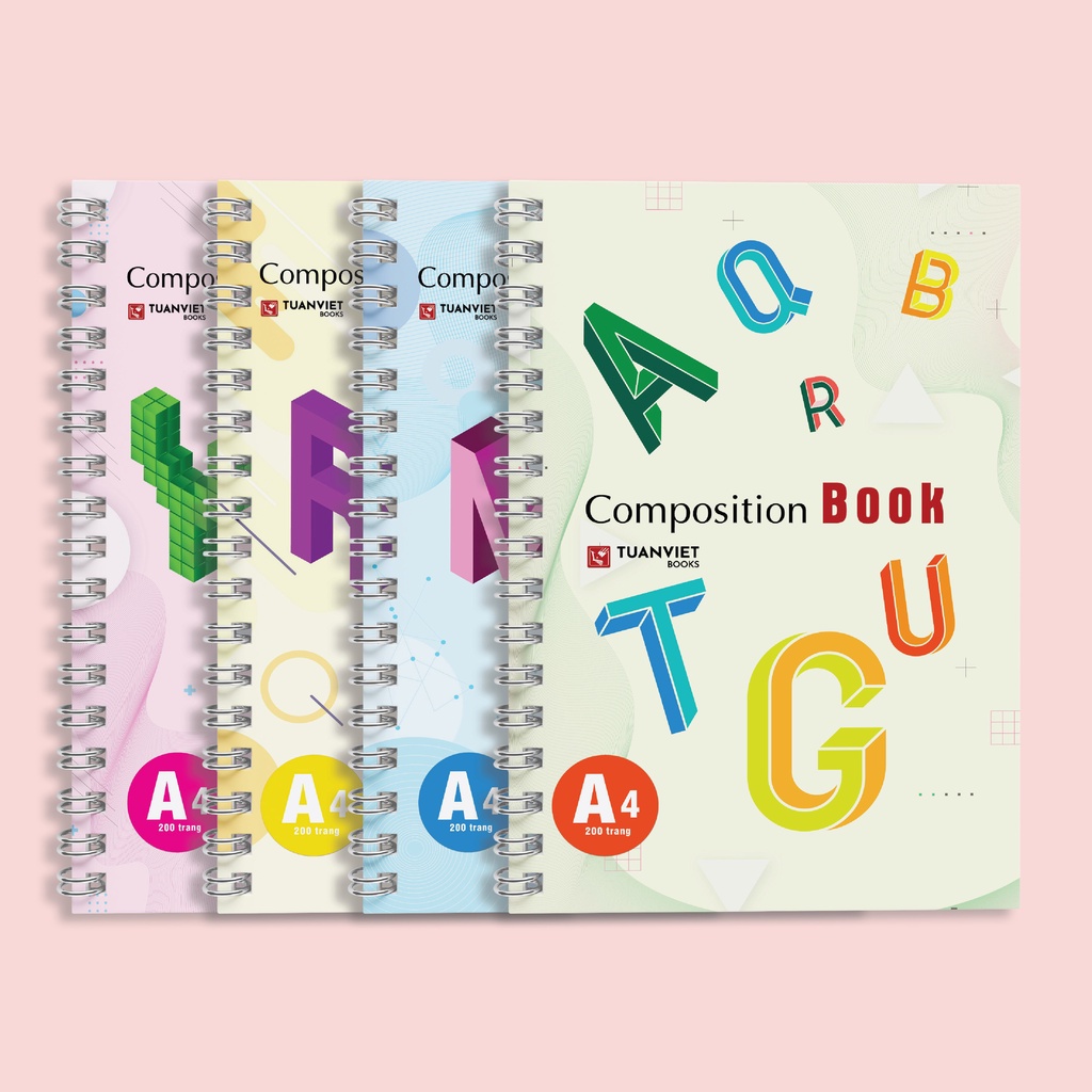 XO Horizontal spring notebook 200 pages A4 size TUANVIET BOOKS Alphabet ...