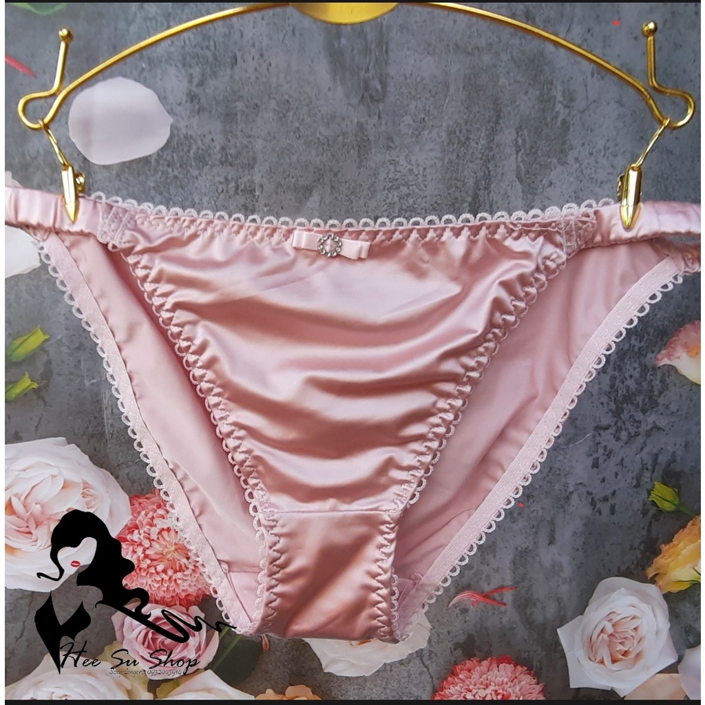 High-quality 2-string smooth silk satin panties with sexy low-waist ...