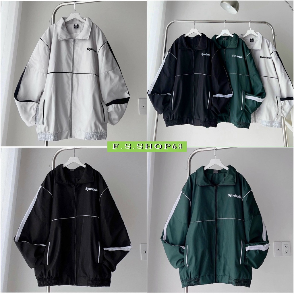 SYM.BOLIC Jacket Men's and Women's Ulzzang Unisex Wide Form Bordered 3 ...